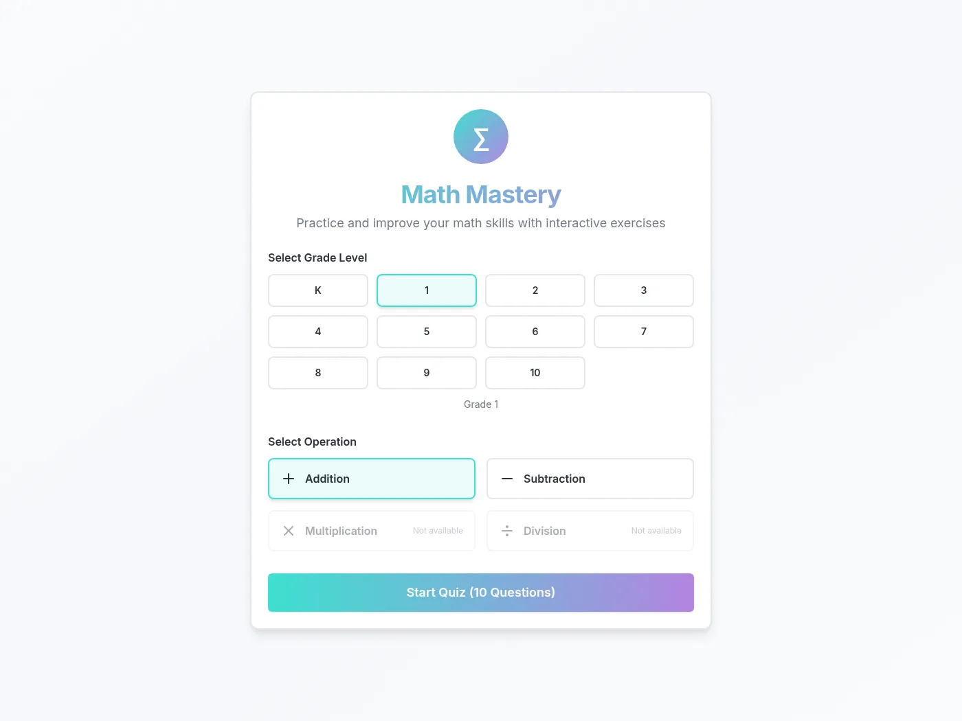 Math Mastery Web App