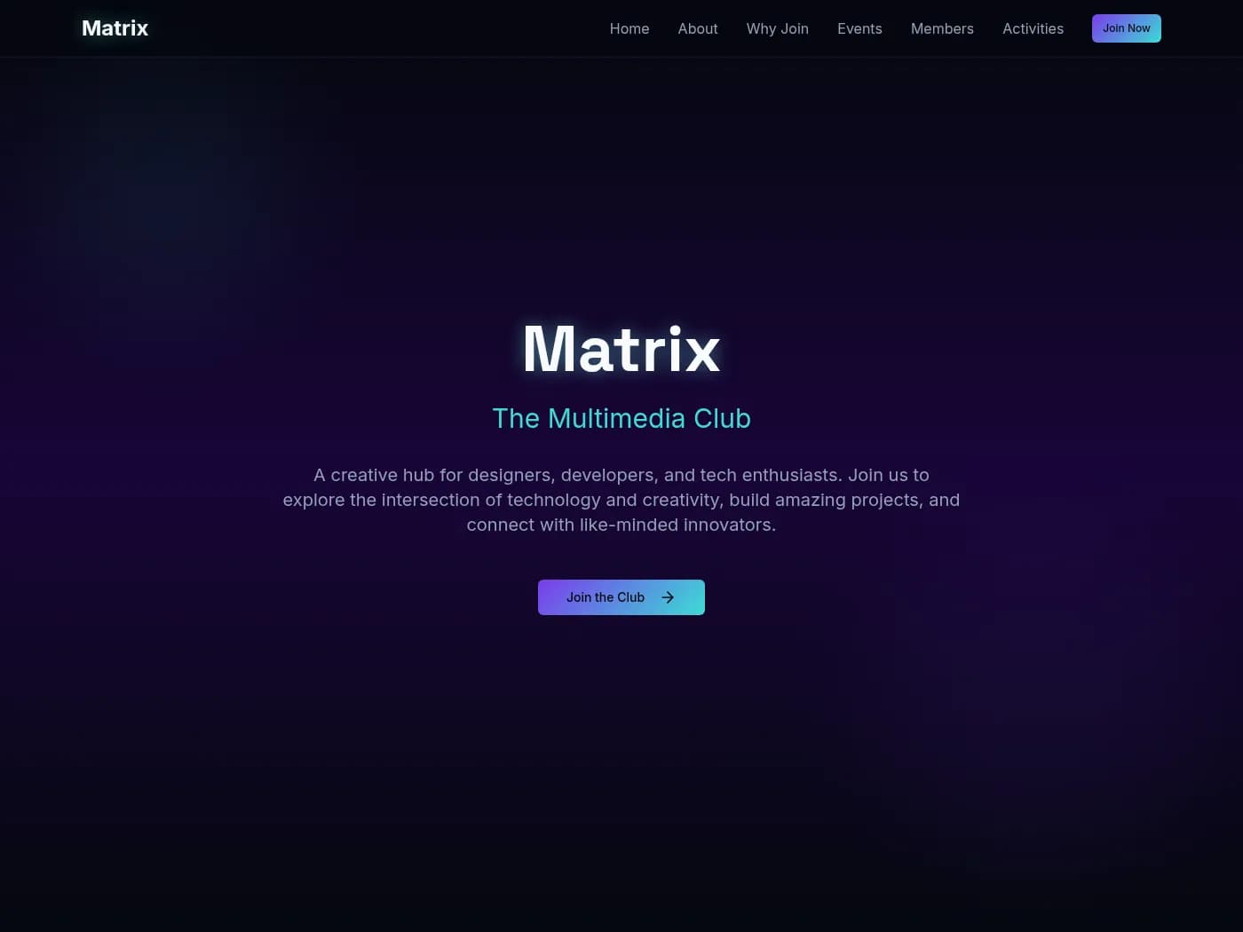 Matrix Club Social Audio Web App