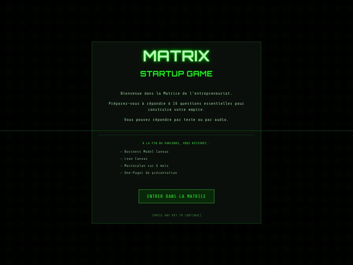 Matrix Startup Game