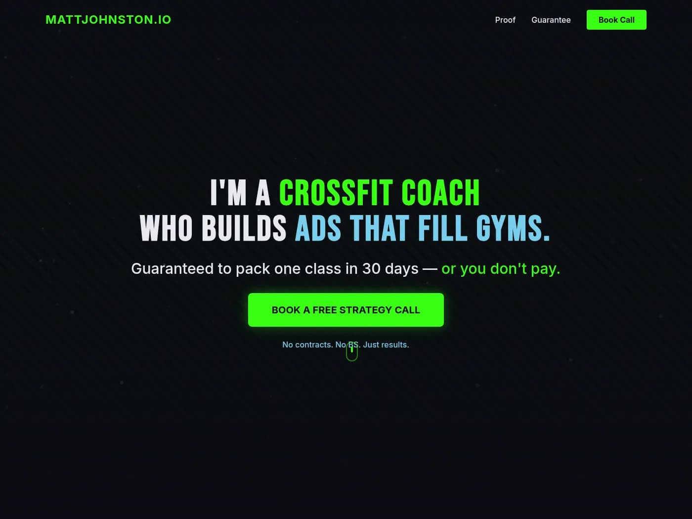 MattJohnston.io – Coach-Marketer Performance Landing Page for Gyms & CrossFit Boxes