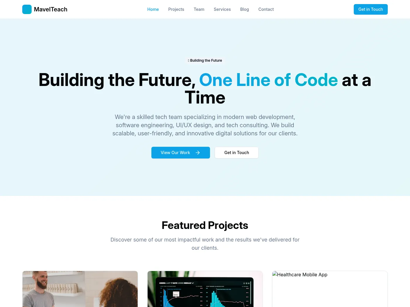 MavelTeach Portfolio – Modern, Performant Website for a Tech-Focused Team