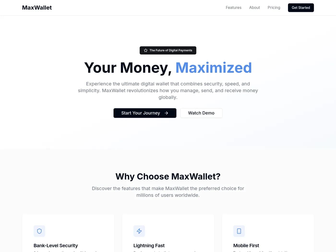 MaxWallet Brand Website
