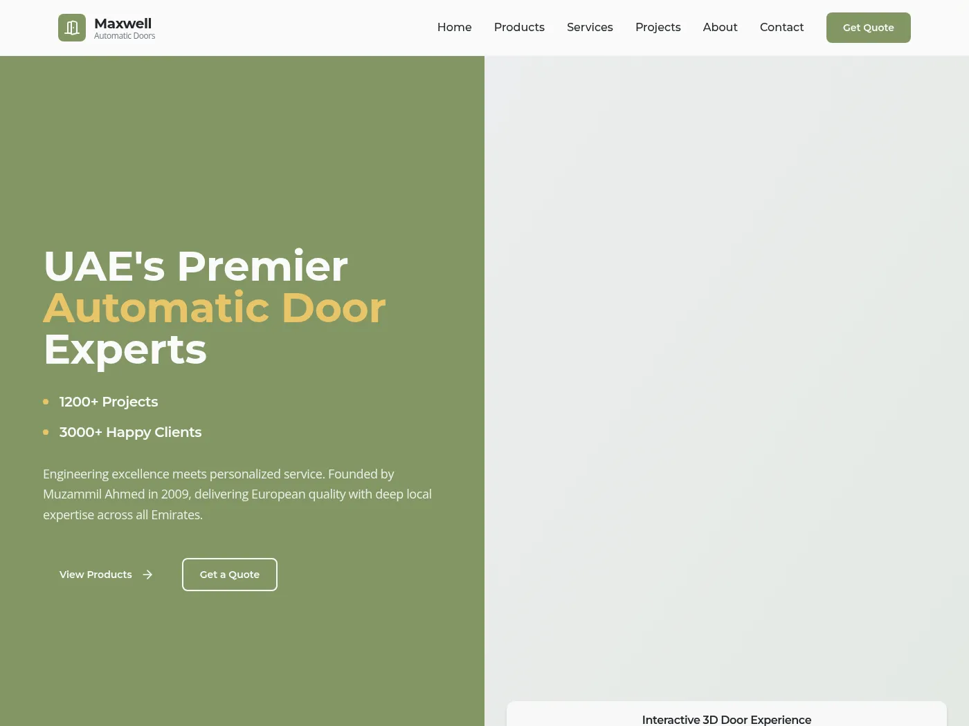 Maxwell 3D Animated Automatic Door Web Experience