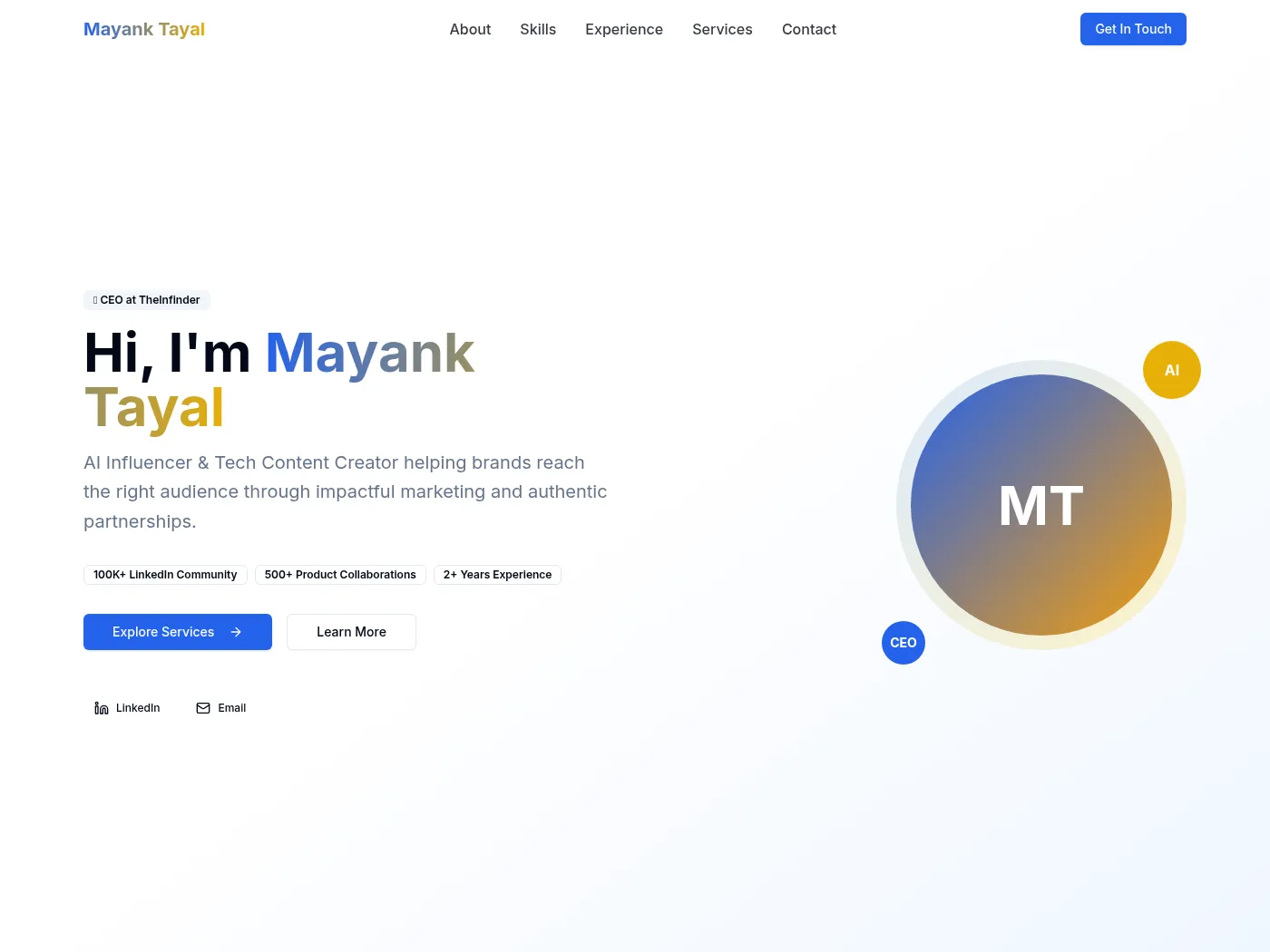 Mayank Tayal - Modern Portfolio & Services Website