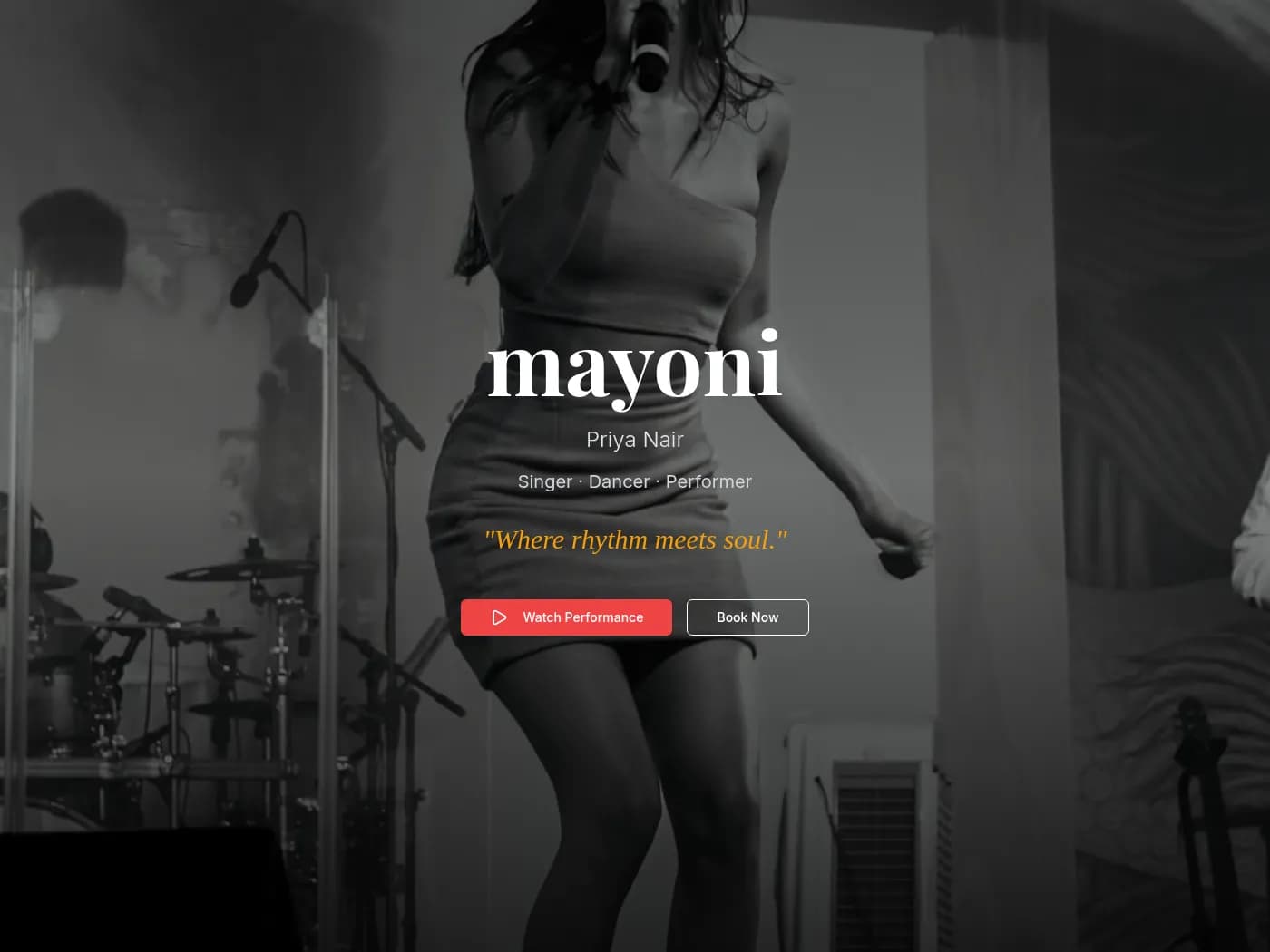 Mayoni: Digital Portfolio for Priya Nair – Singer, Dancer, Performer