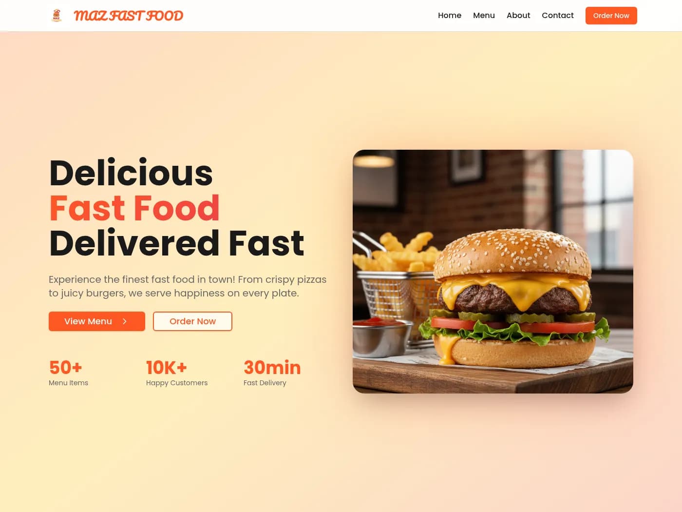 MAZ FAST FOOD - Comprehensive Fast Food Menu Website