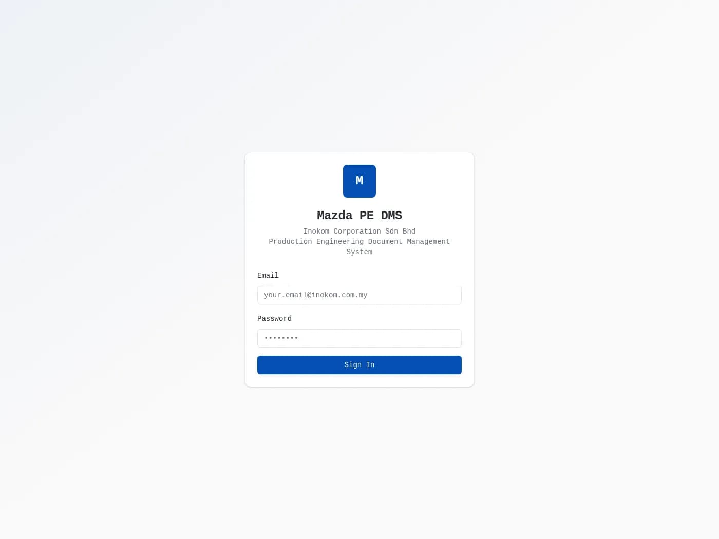 Mazda PE Data Management System for Inokom Corp - Advanced Web-Based DMS with OneDrive Integration, Org-Chart Editor & Role Access