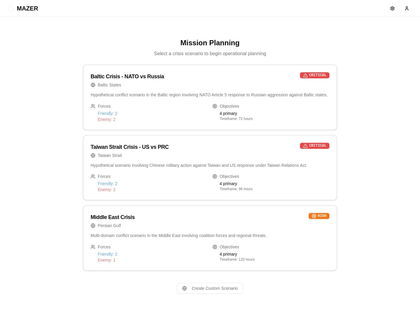 Mazer - Military Planning and Simulation Tool
