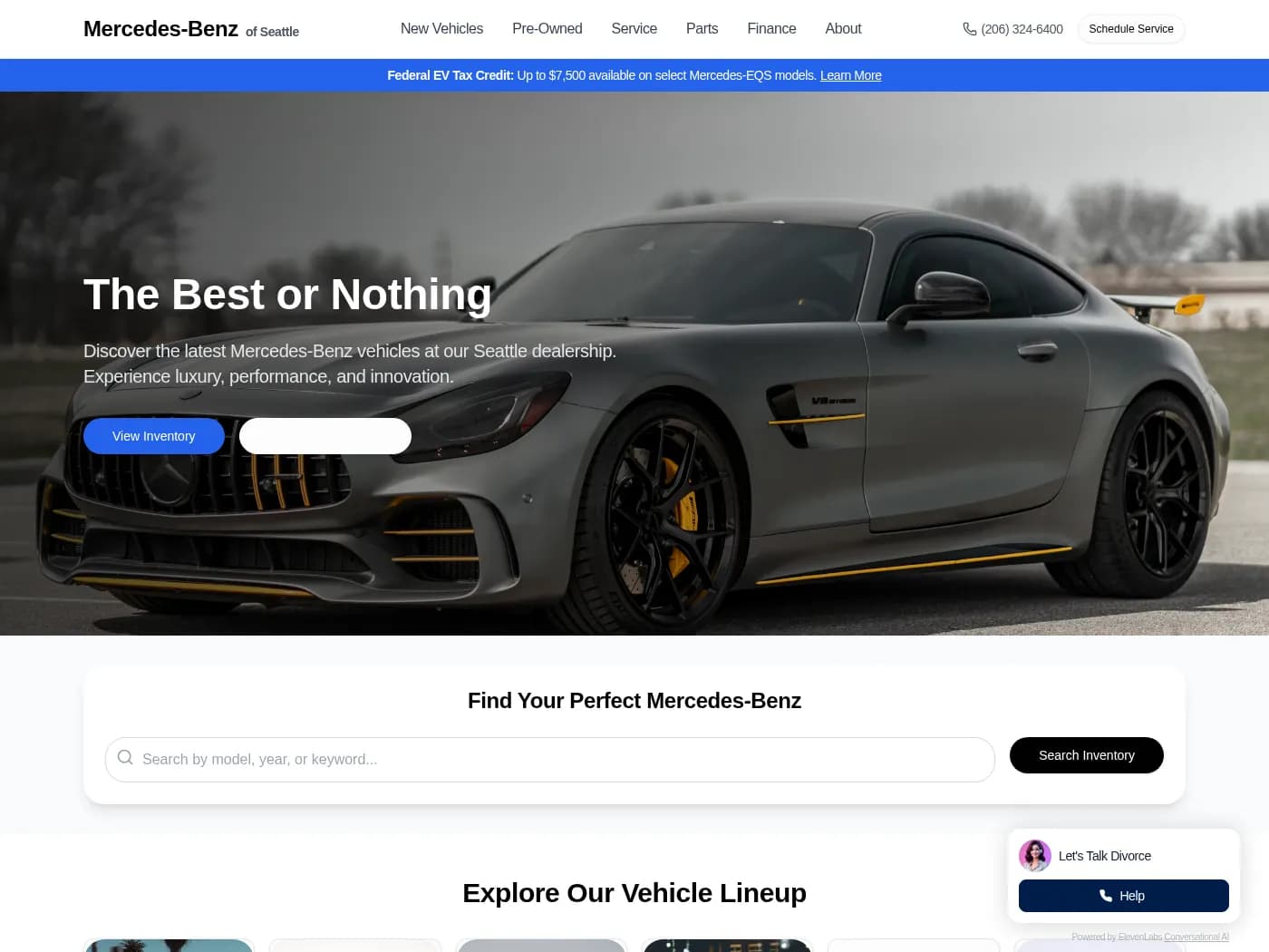 MB Seattle Homepage Clone with AI Voice Agent Demo