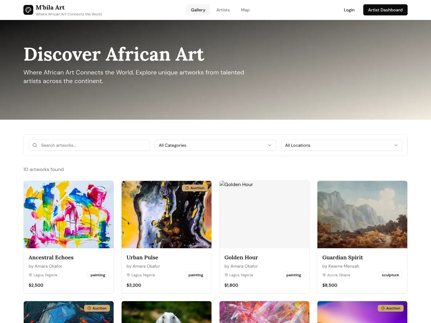 M’bila Art: Progressive Web App for Showcasing and Discovering African Visual Art