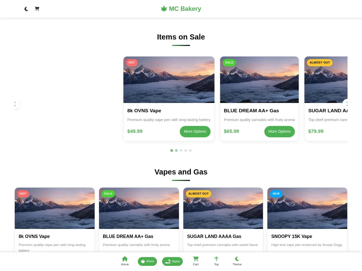 MC Bakery Cannabis E-Commerce Web App