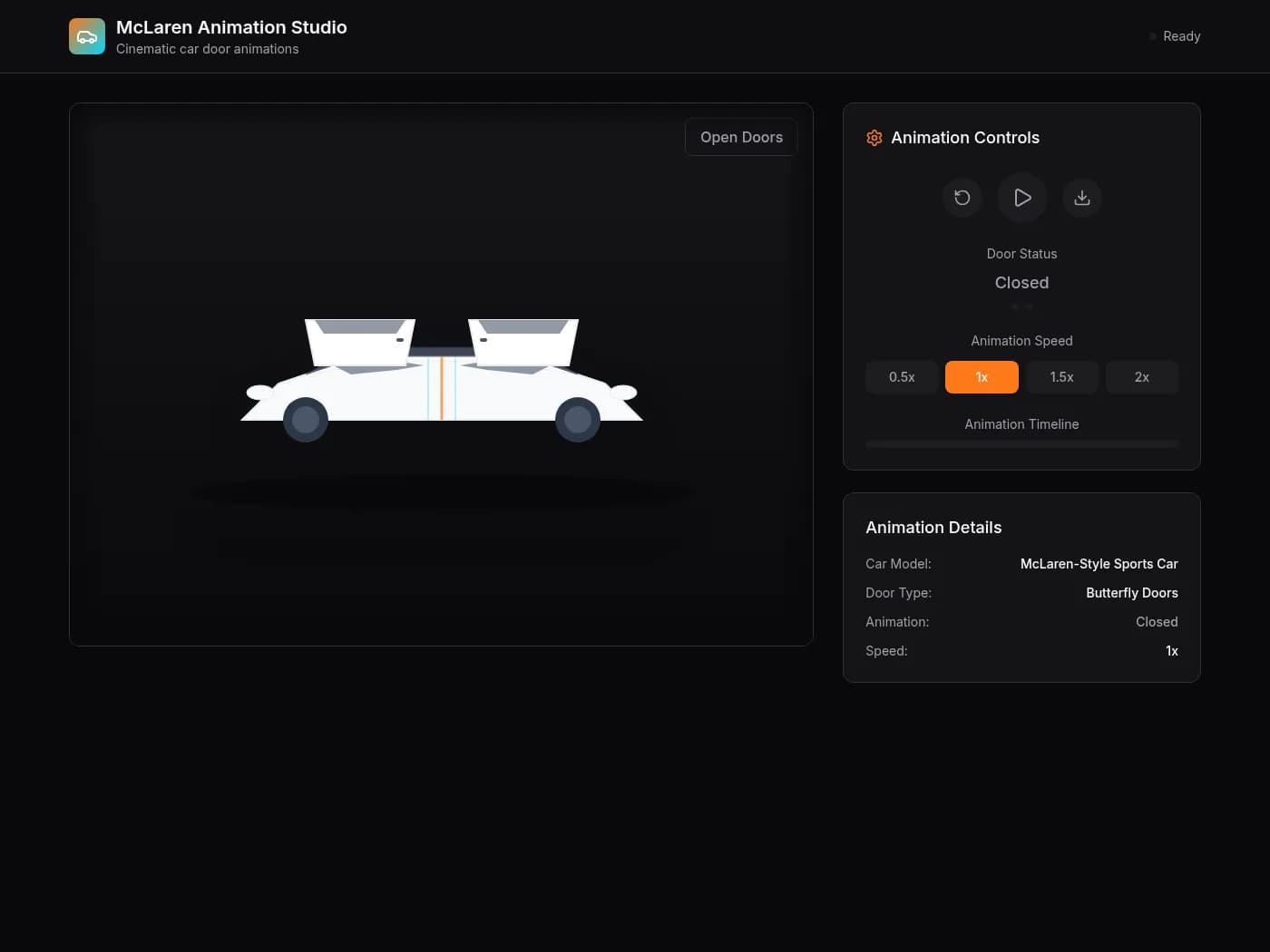 Cinematic McLaren-Style Car Door Animation Generator