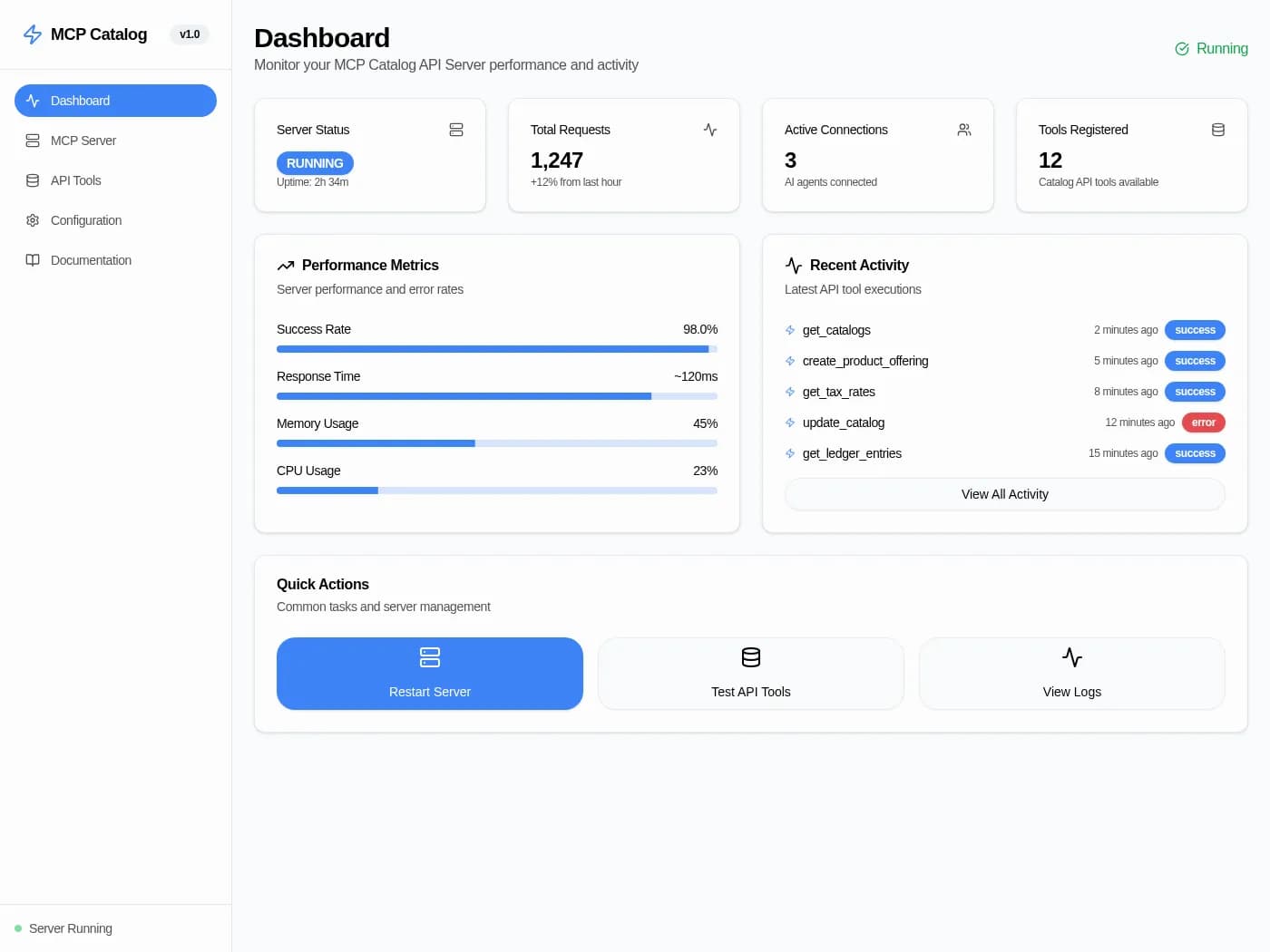 MCP Catalog API Server for AI Agents Integration