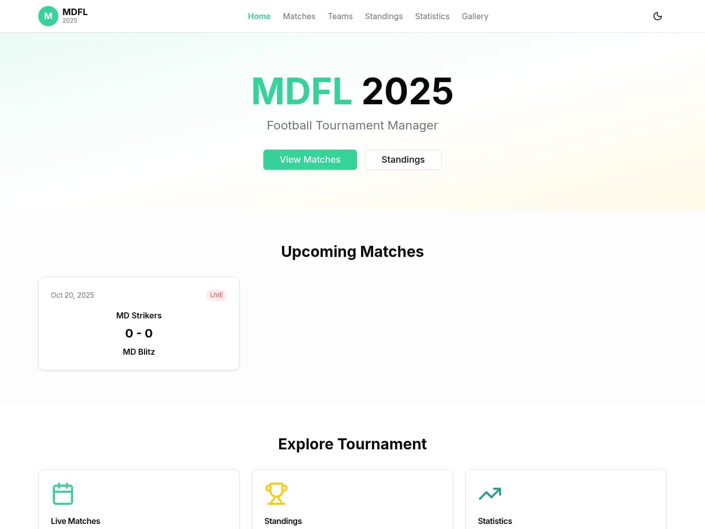 MDFL2025 Football Tournament Manager