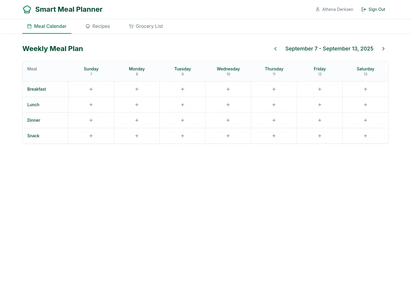 Smart Meal Planner with Google-Synced Grocery Lists