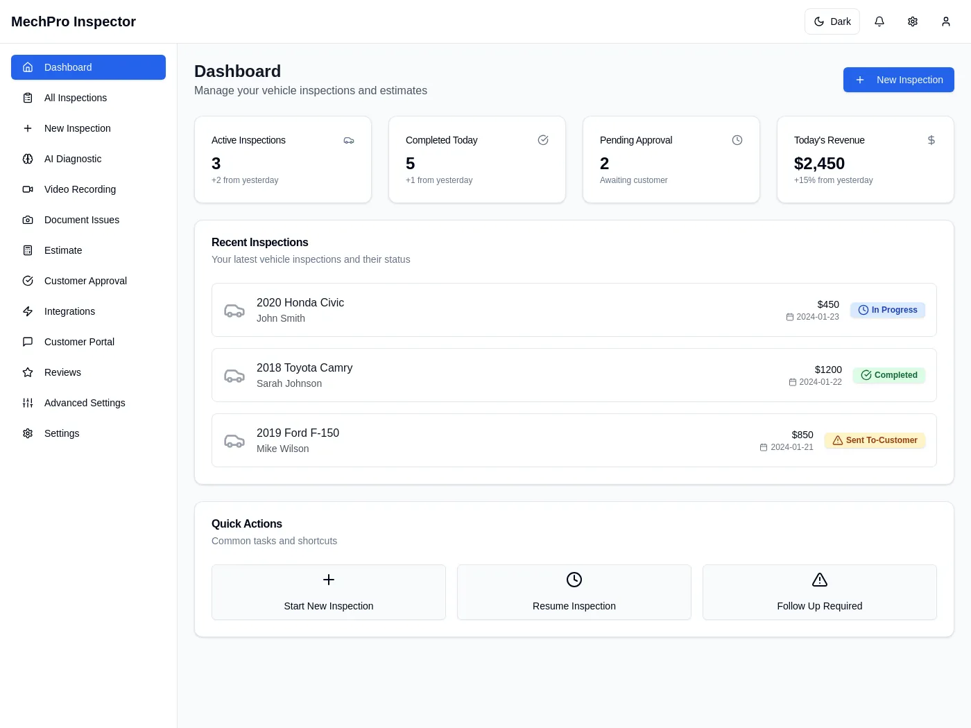 Mechanic Inspection & Estimate App