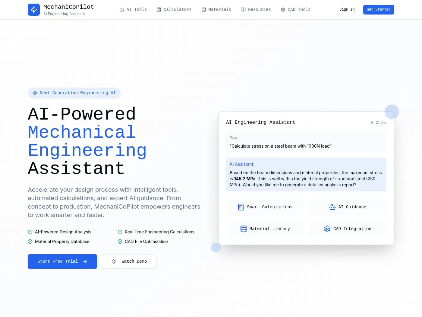 Mechanical Engineer AI Assistant Portal