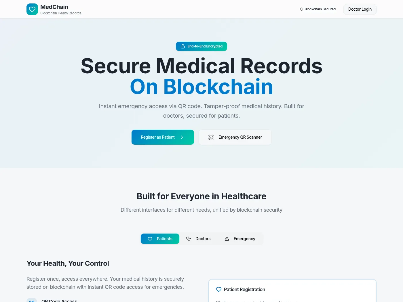 MedChain: Blockchain Health Records with Emergency QR Access
