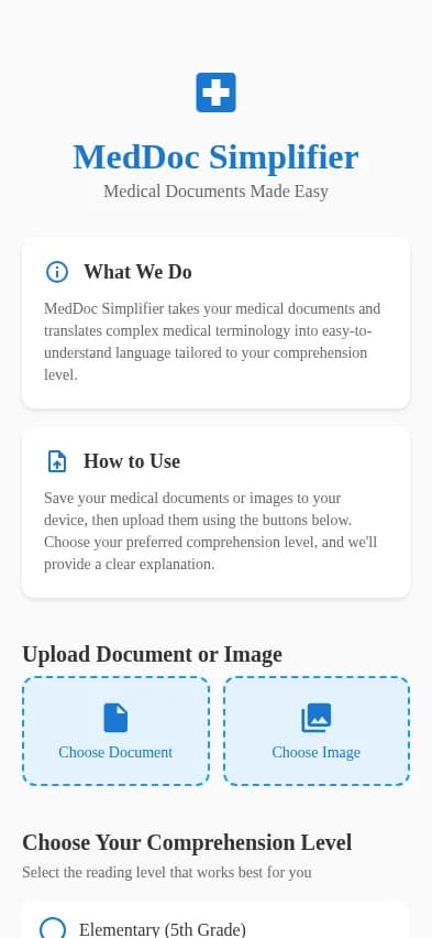 MedDoc Simplifier - Android App for Easy Medical Document Comprehension