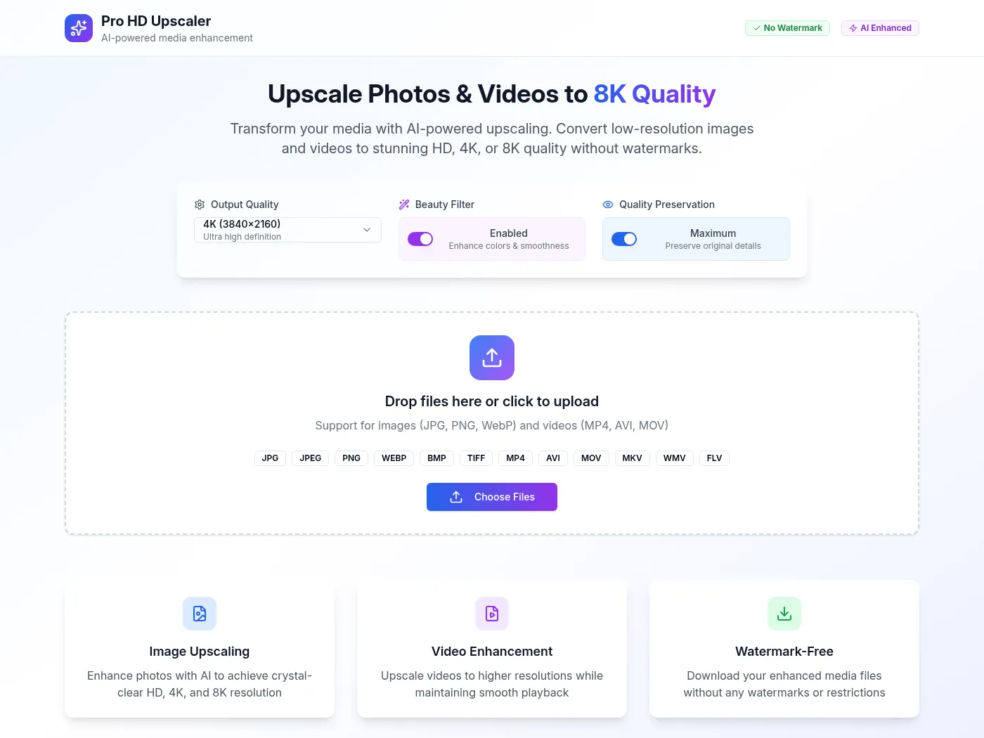 Pro HD & 8K Media Upscaler and Downloader