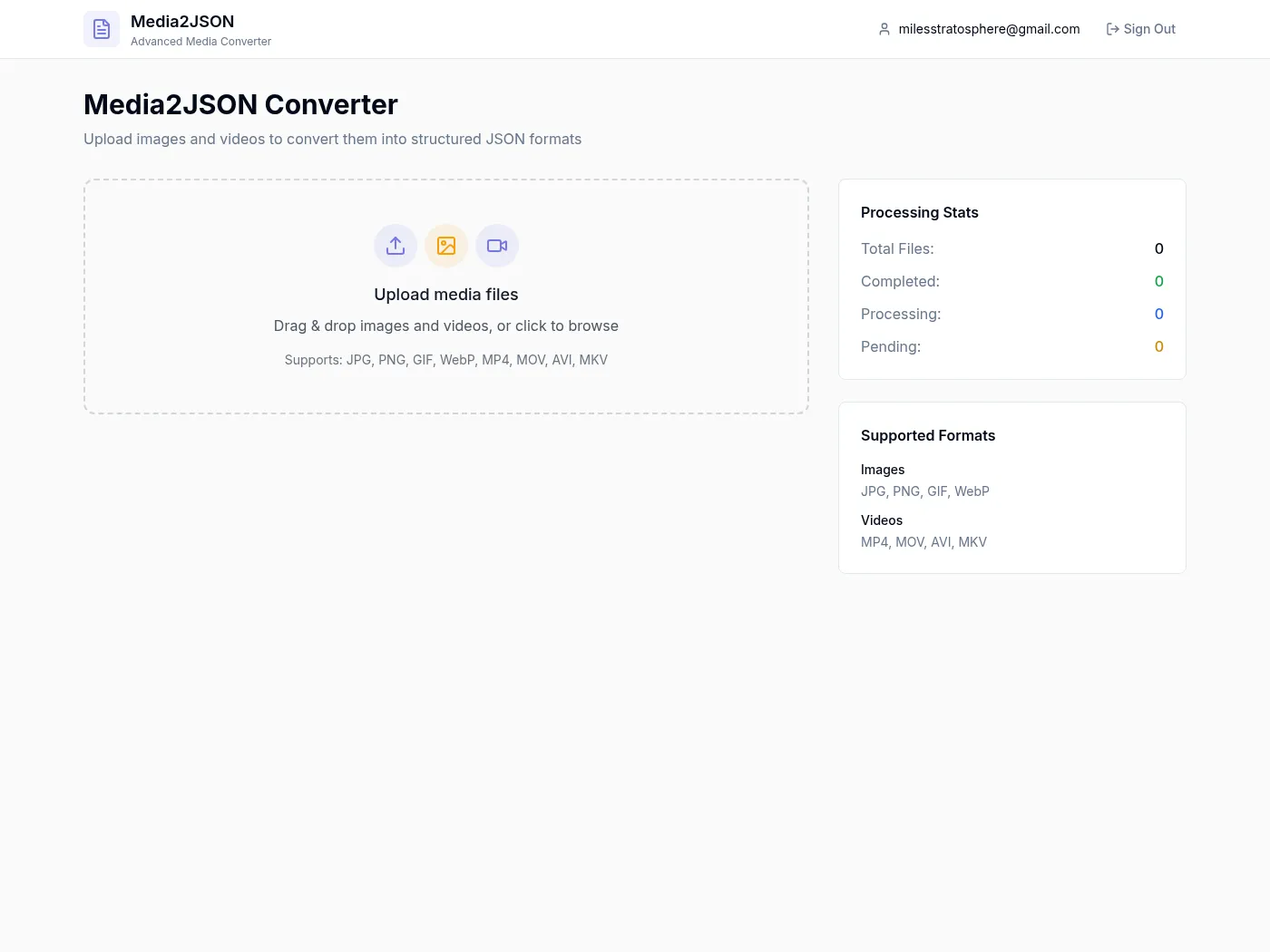 Media2JSON Converter Platform