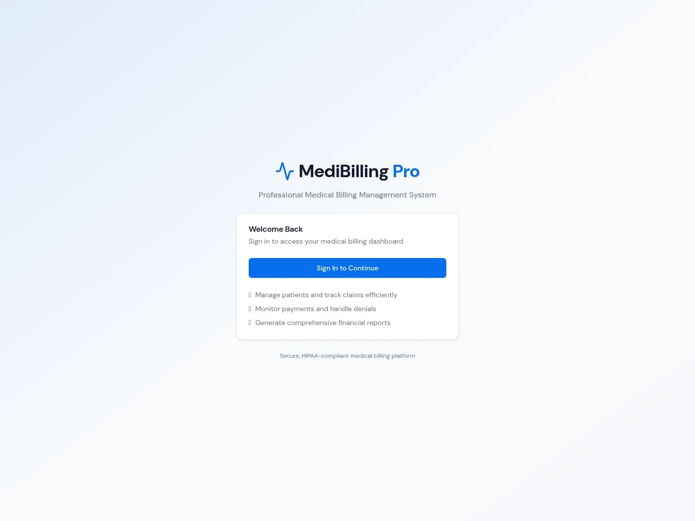 MediBilling Pro: SaaS Medical Billing Suite for Healthcare Providers