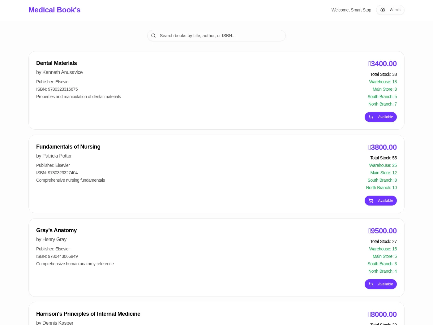 Medical Book's – Multi-Branch Bookshop Management Suite