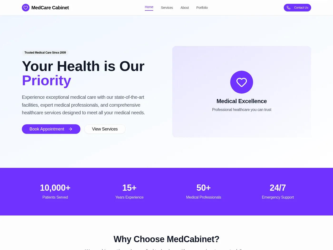 Medical Cabinet Portfolio Website