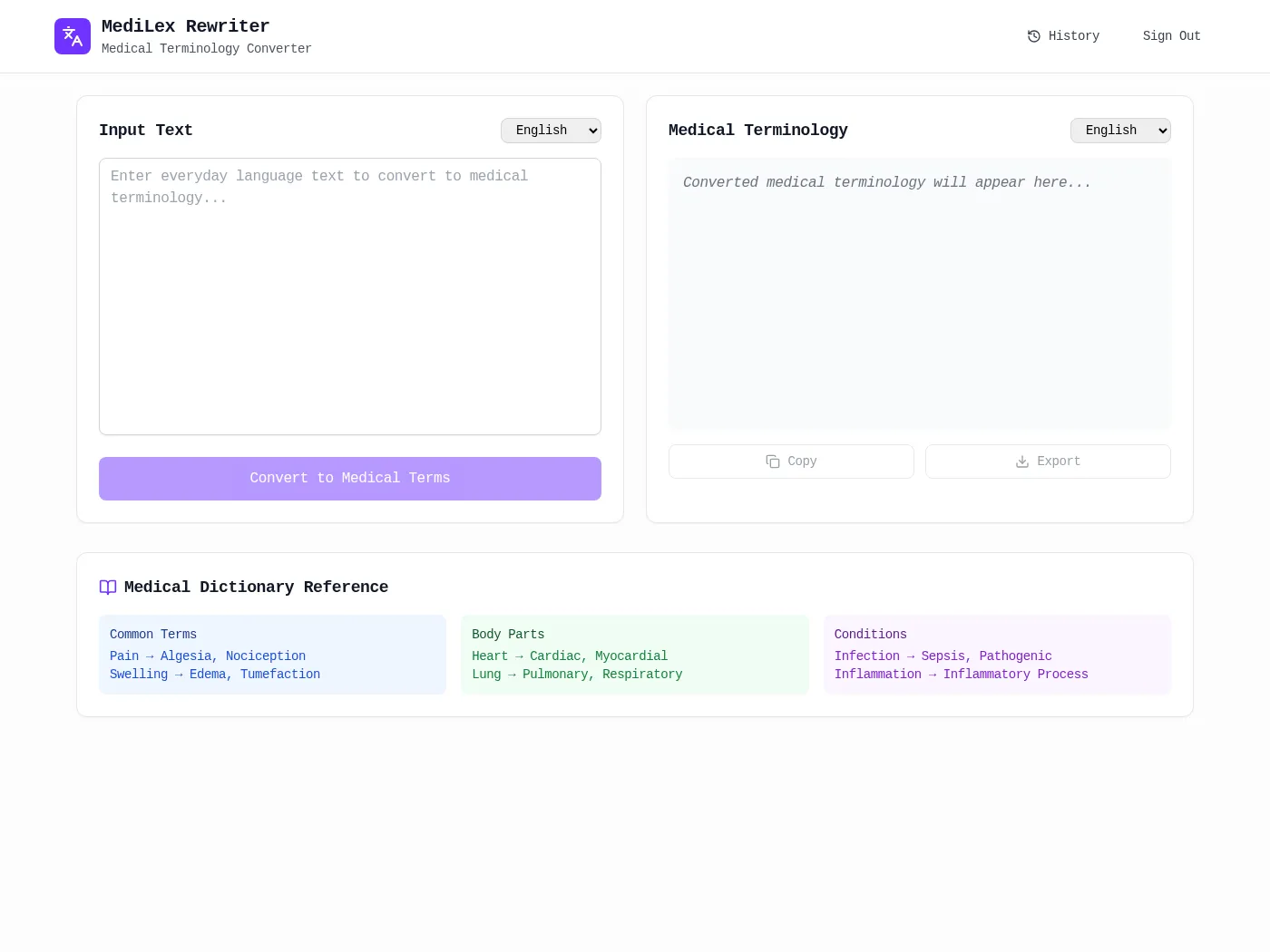 MediLex Rewriter: Everyday to Medical Terminology Converter
