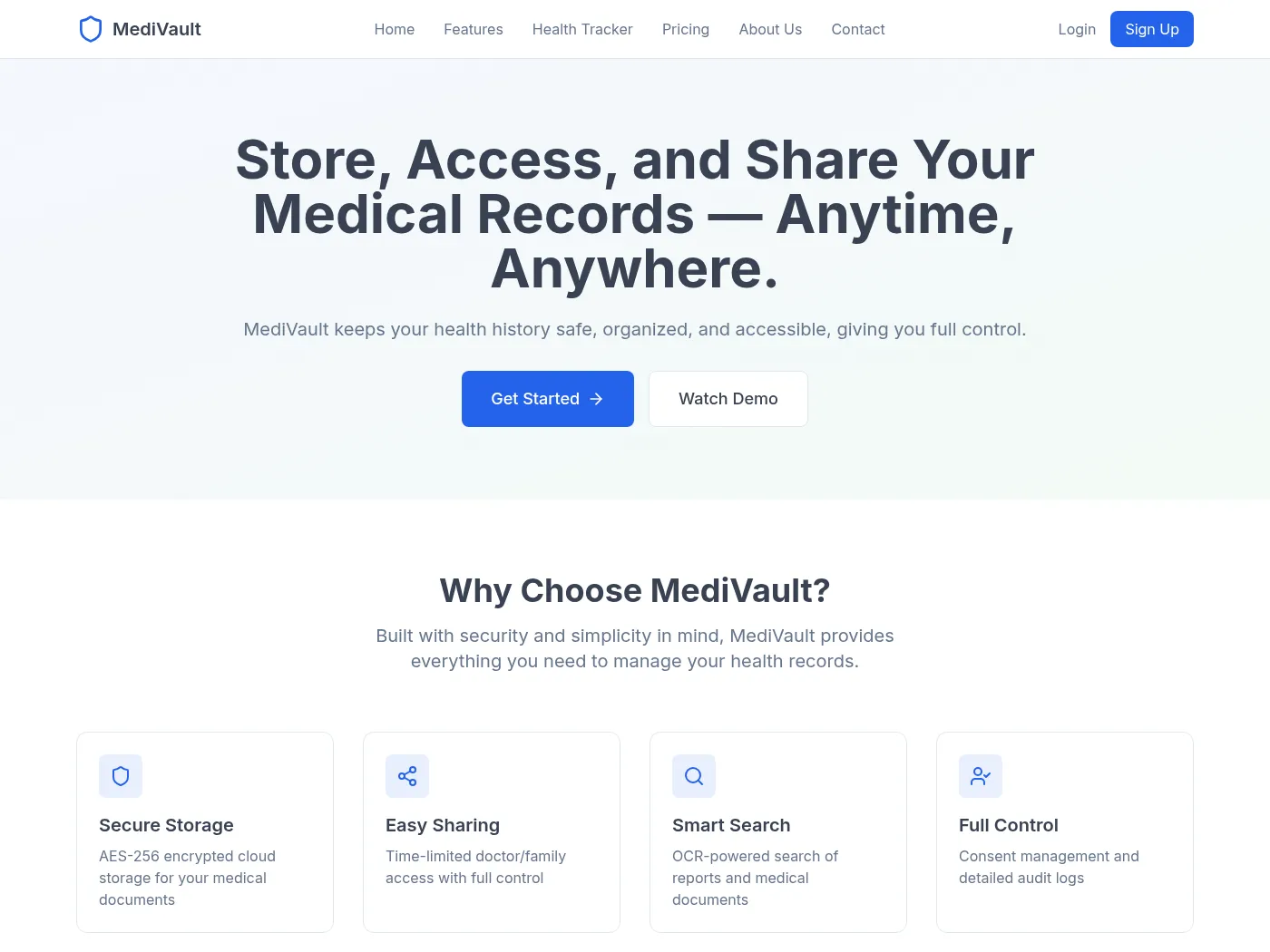 MediVault – Secure Digital Vault for Medical Records and Health Tracking