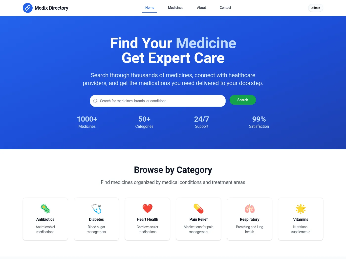 Medix Directory: Custom Medicine Lead Generation Website