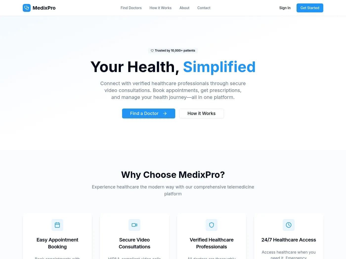MedixPro: Comprehensive Doctors Appointment & Telemedicine Platform
