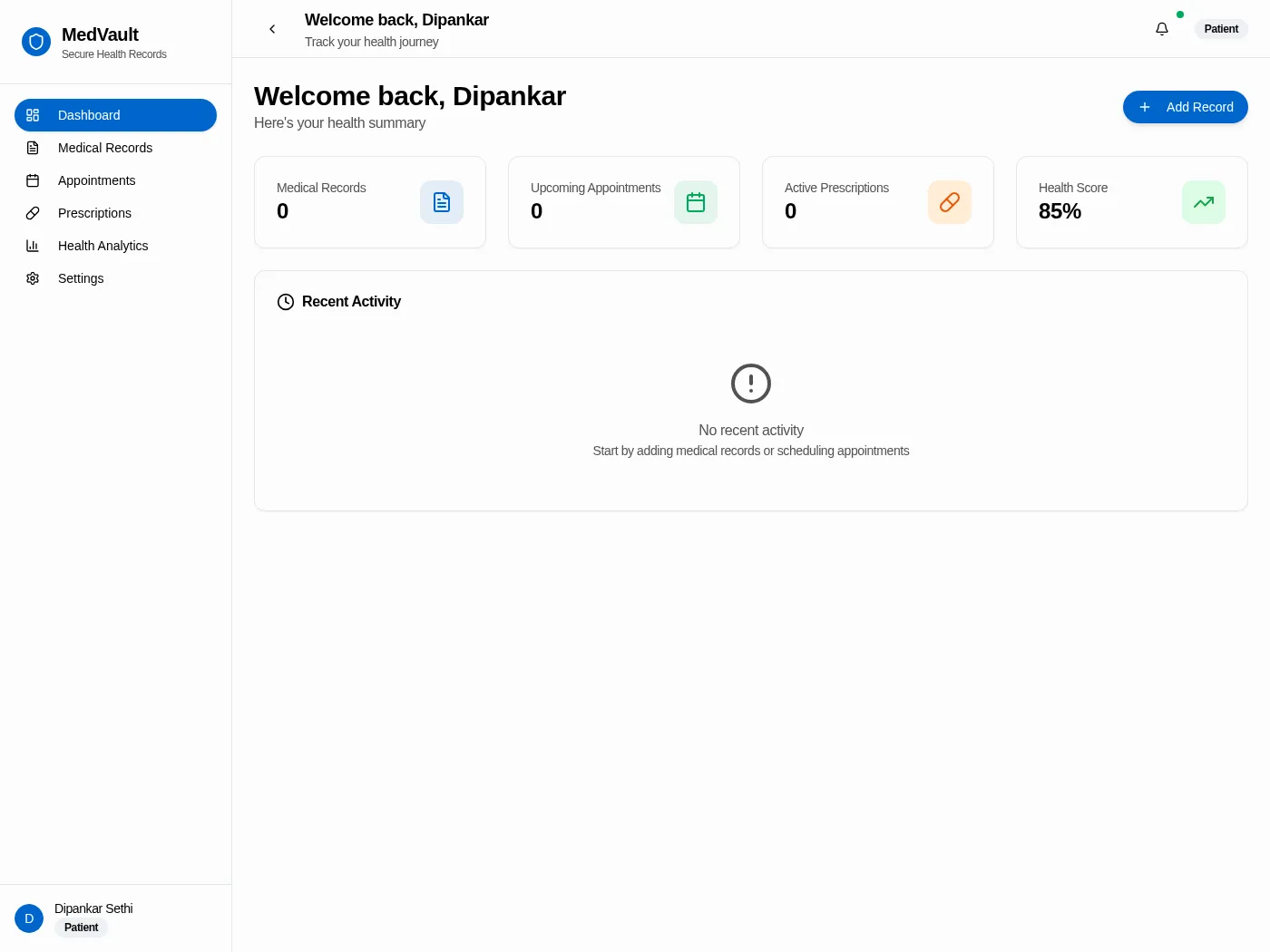 MedVault: Secure Personal Medical Record Keeper