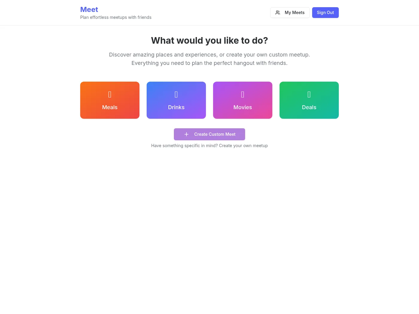 Meet – Effortless Social Planning App