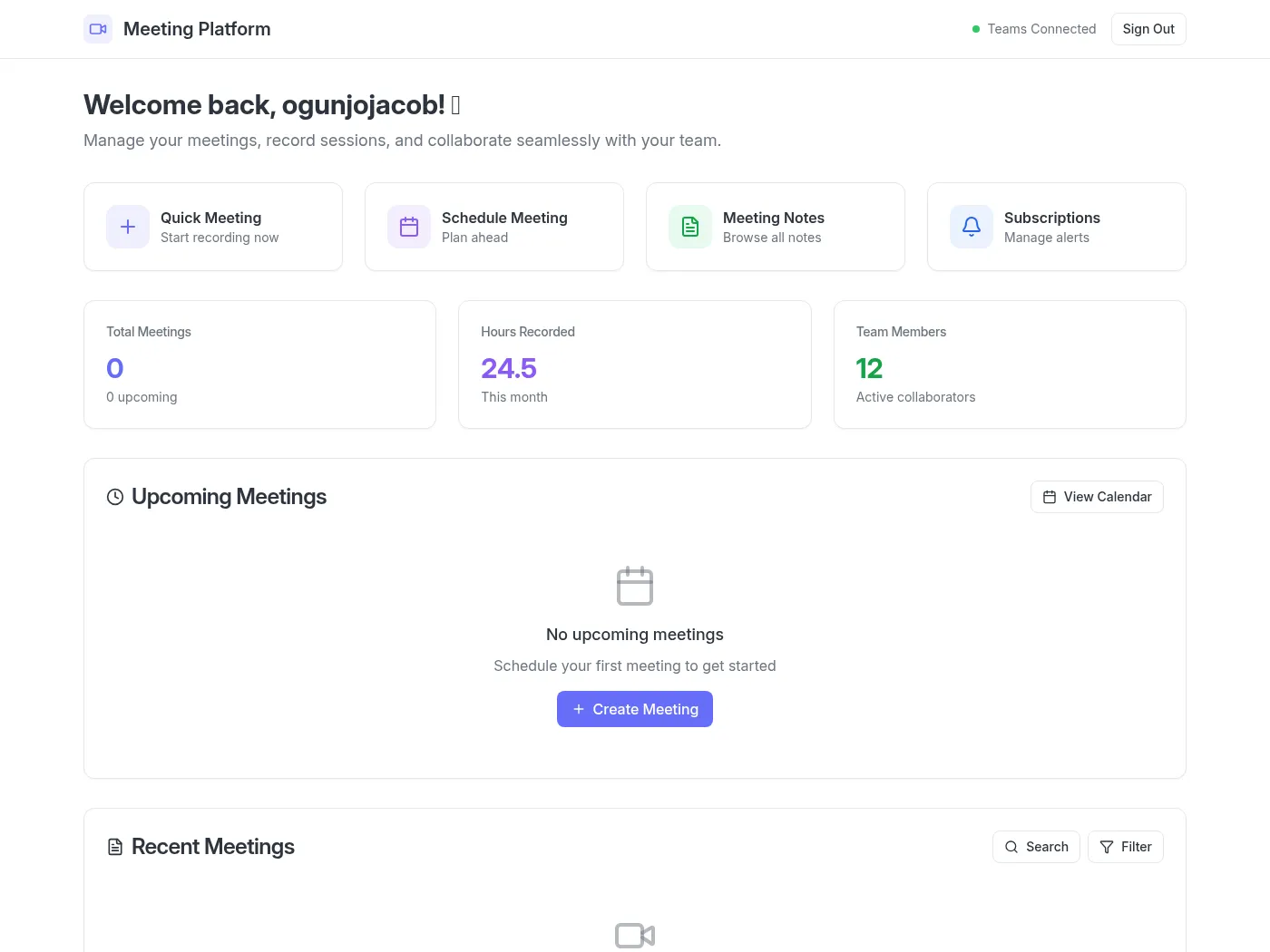 Meeting Note Platform with Teams Integration