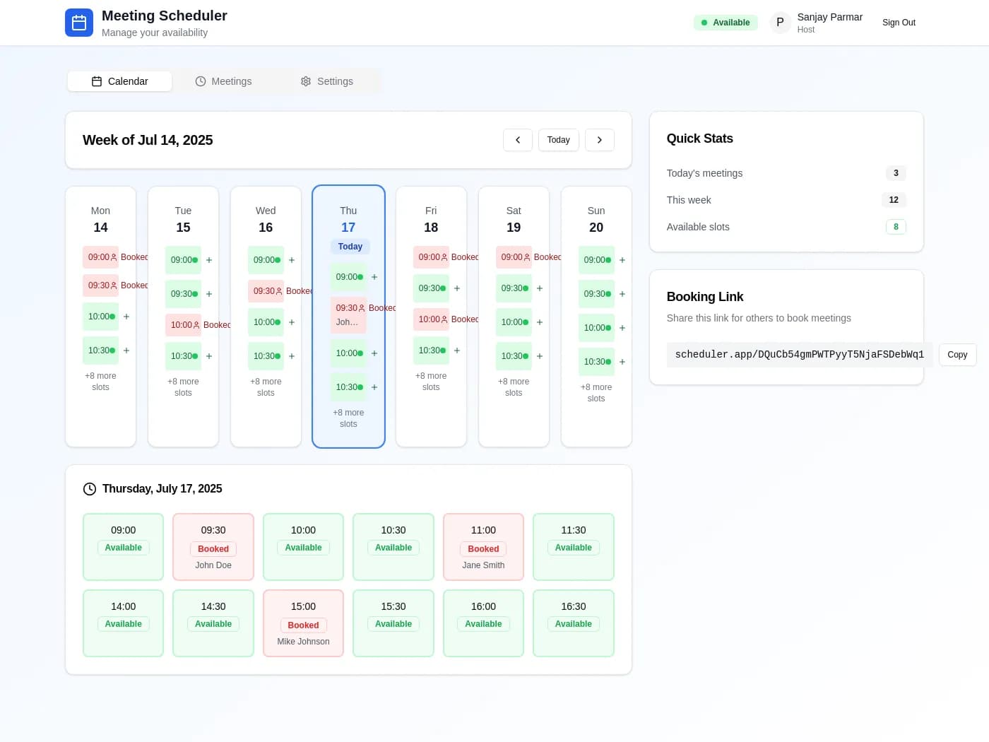 Calendly-Style Meeting Scheduler