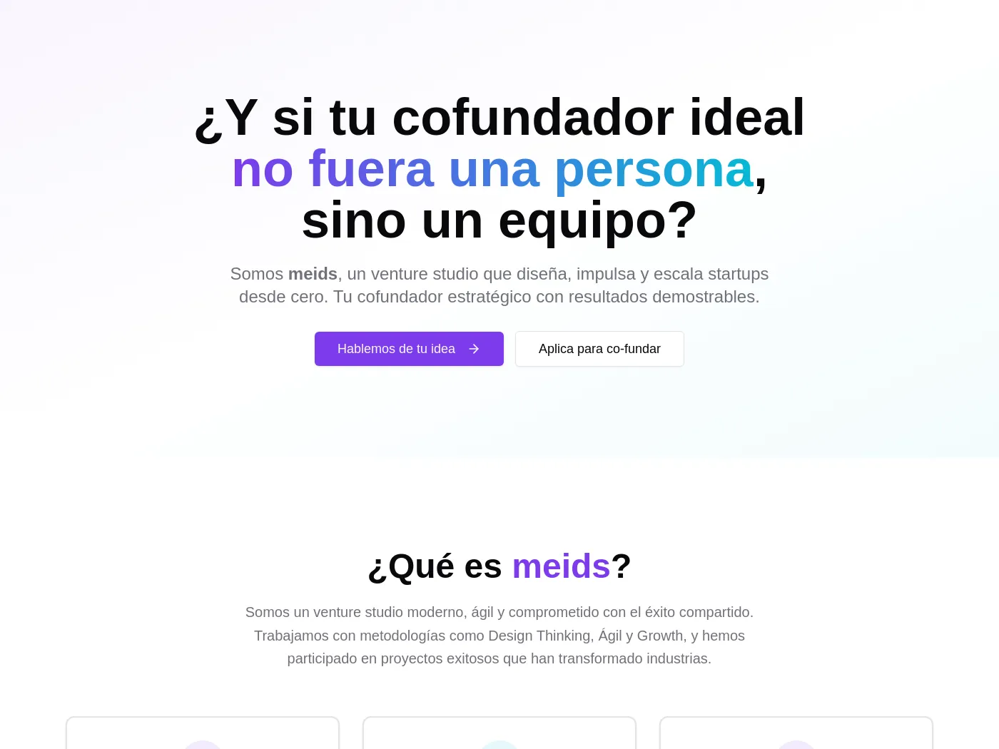 Meids Venture Studio Landing Page