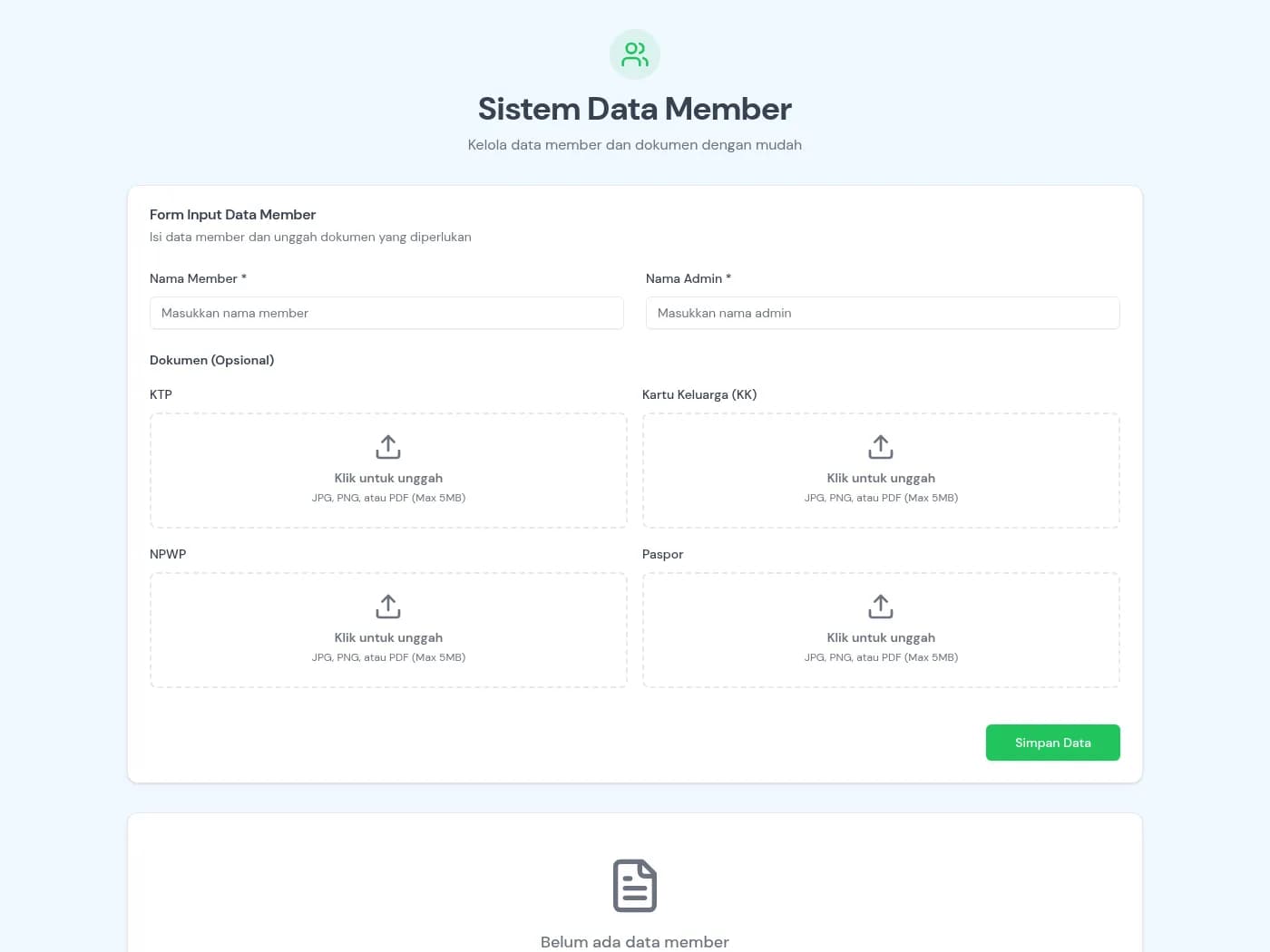 Member Data Entry App
