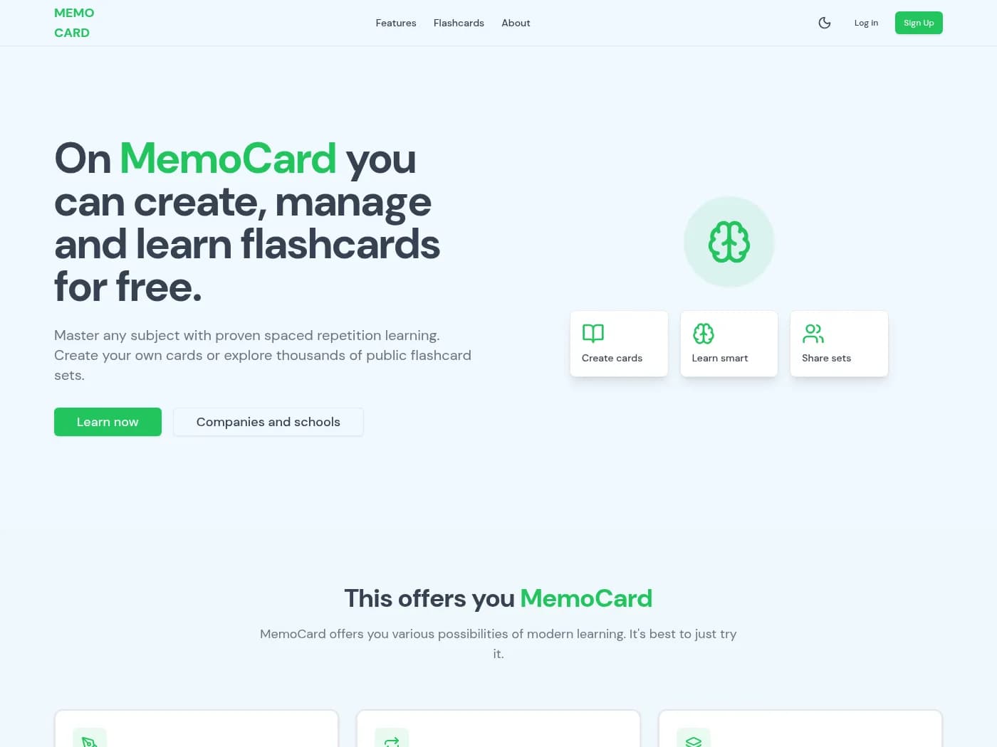 MemoCard-Inspired Blazor Landing Page