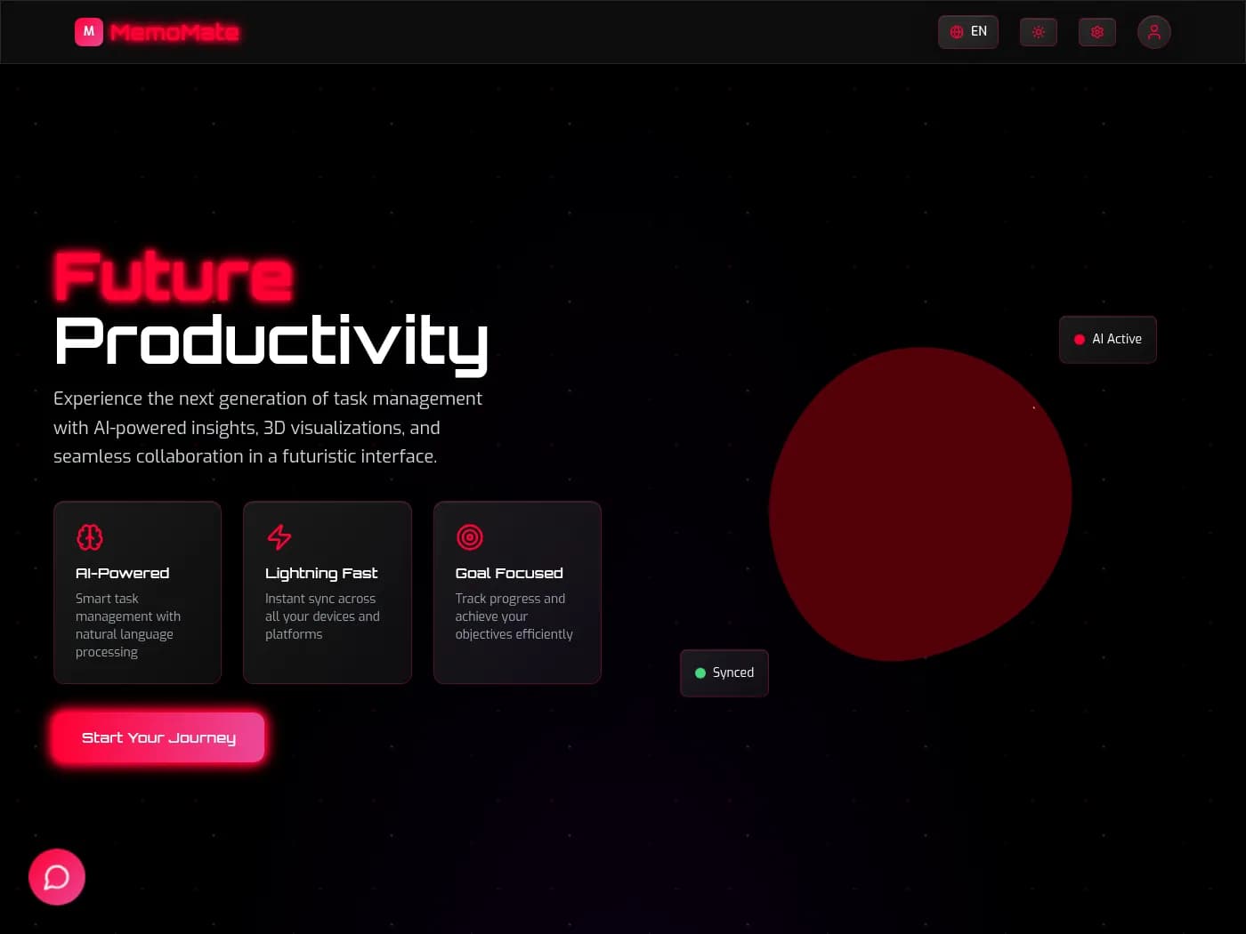 MemoMate - Futuristic 3D Productivity Dashboard