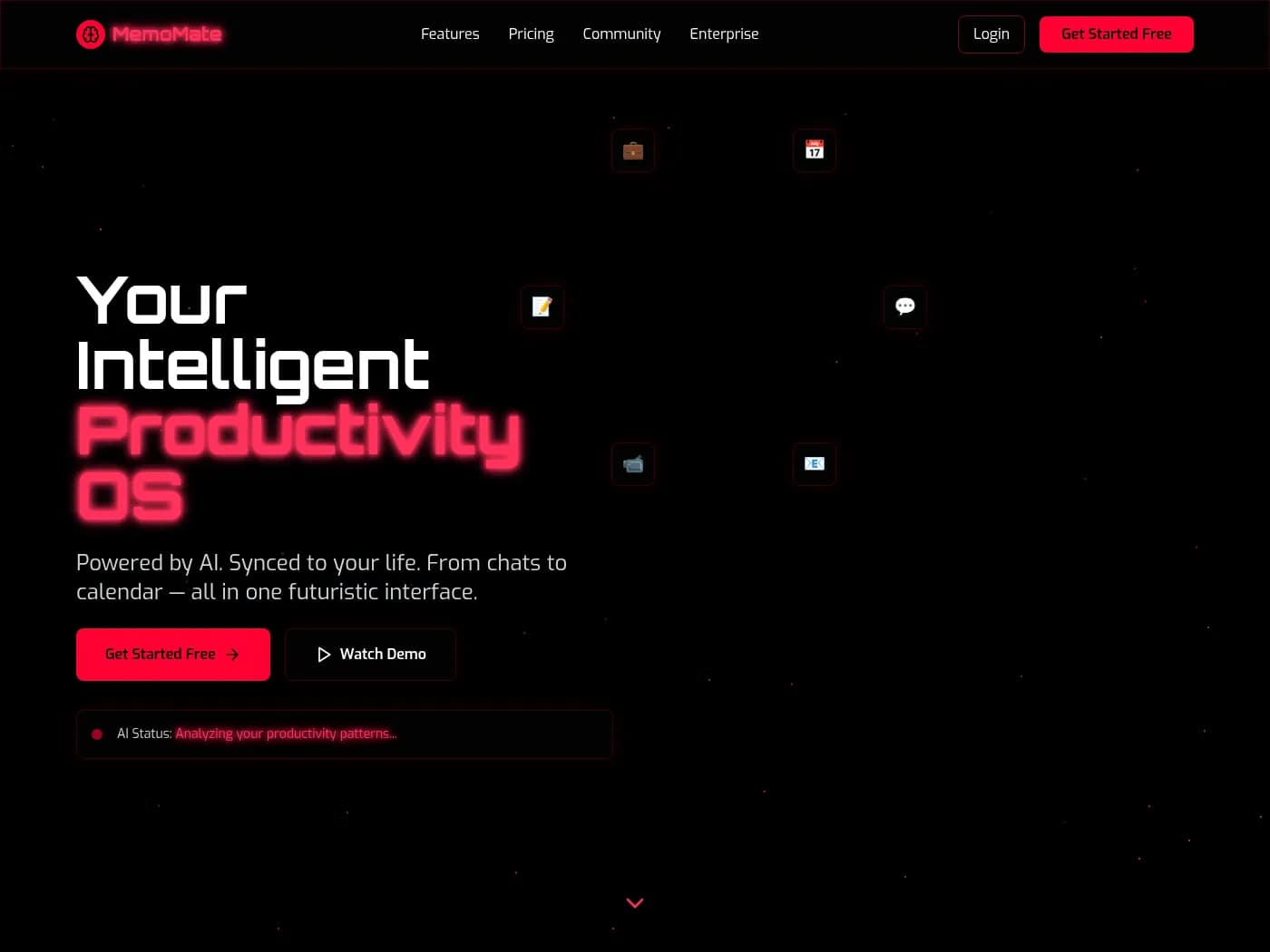 MemoMate 3D Futuristic Portal UI & Productivity Assistant