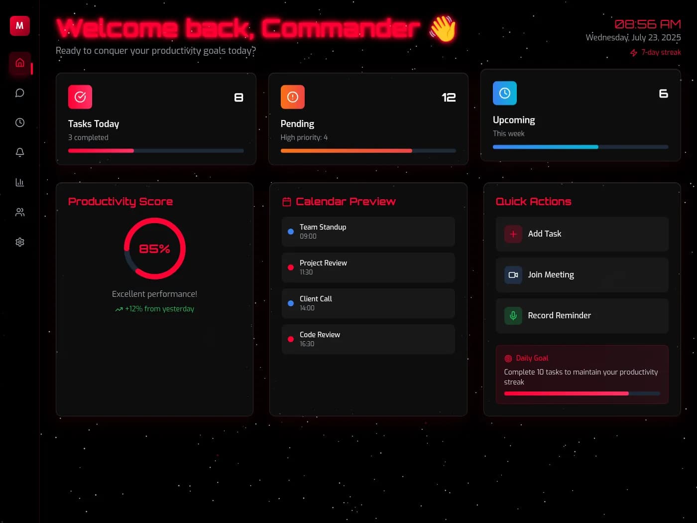 MemoMate 3D Futuristic Portal UI