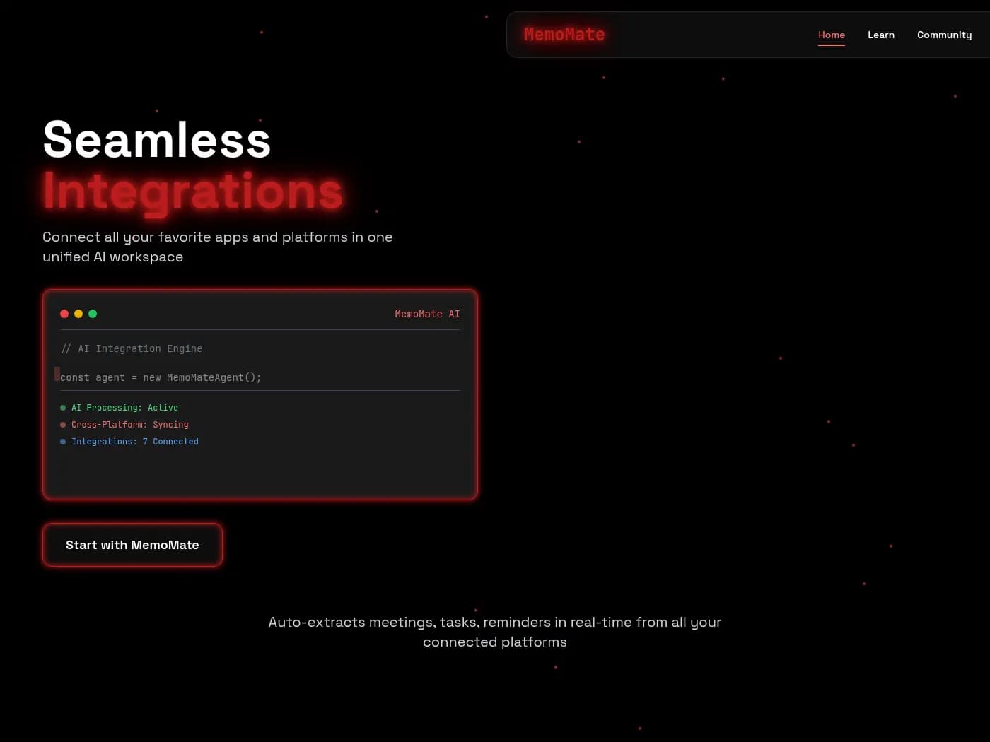 MemoMate Futuristic 3D Landing & App Suite