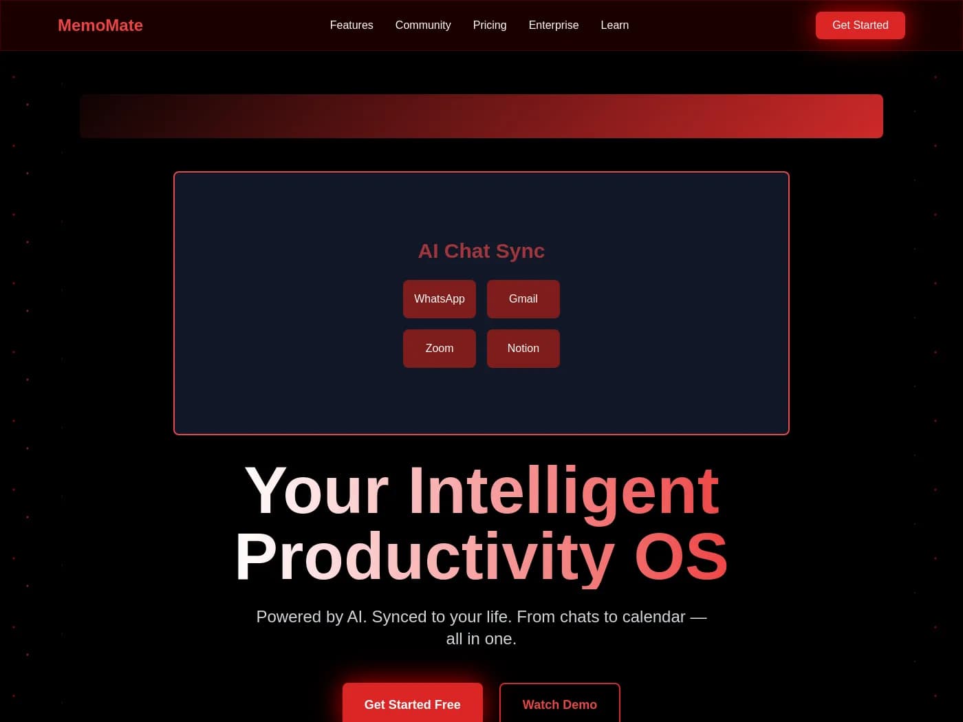 MemoMate AI Productivity OS Landing Page