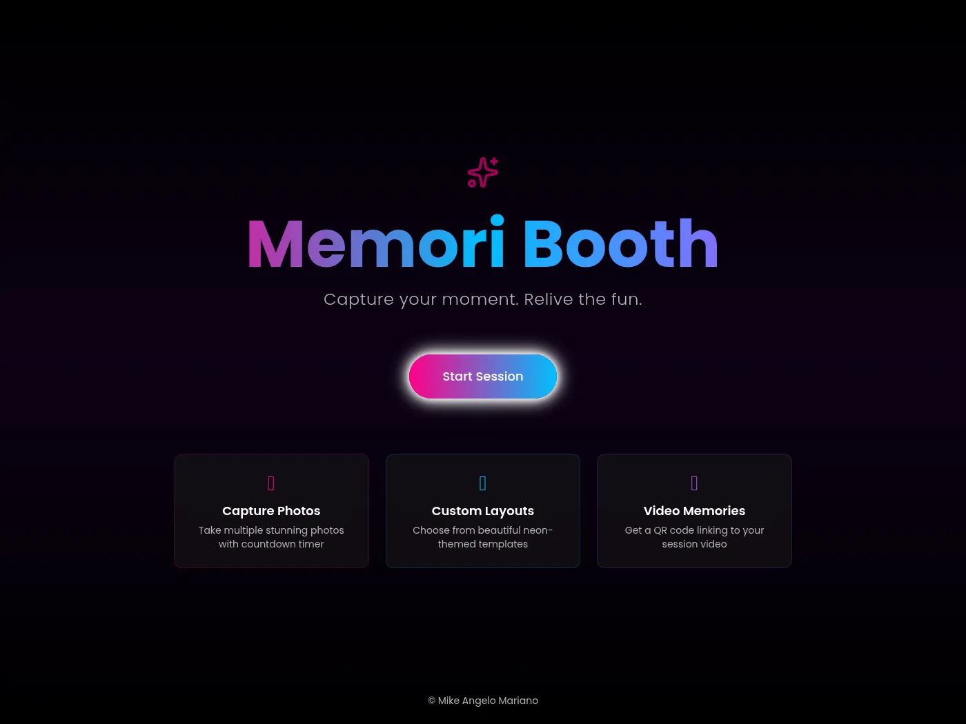 Memori Booth: Neon-Themed Japanese Photo Booth Web App with Google Drive Integration
