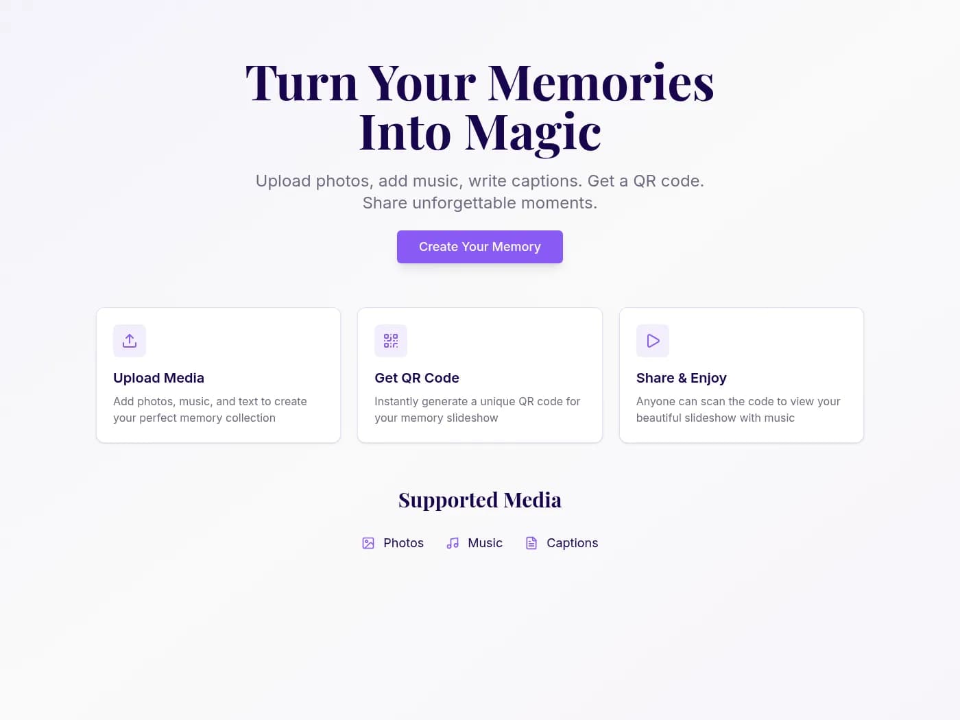 Memories QR Code Slideshow