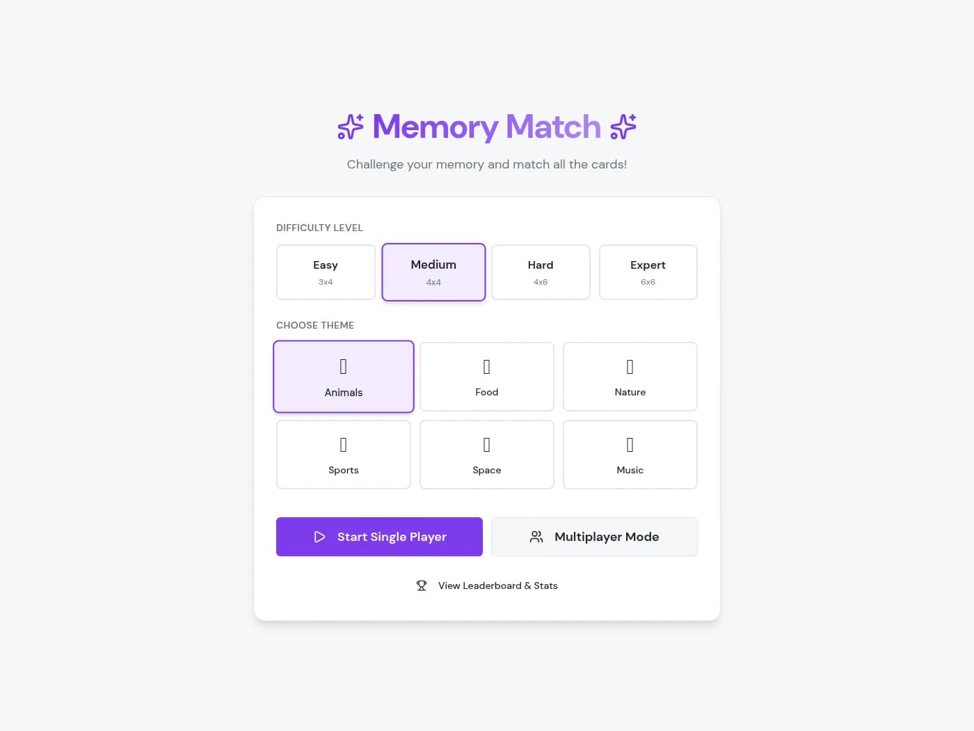 Memory Card Match Mania
