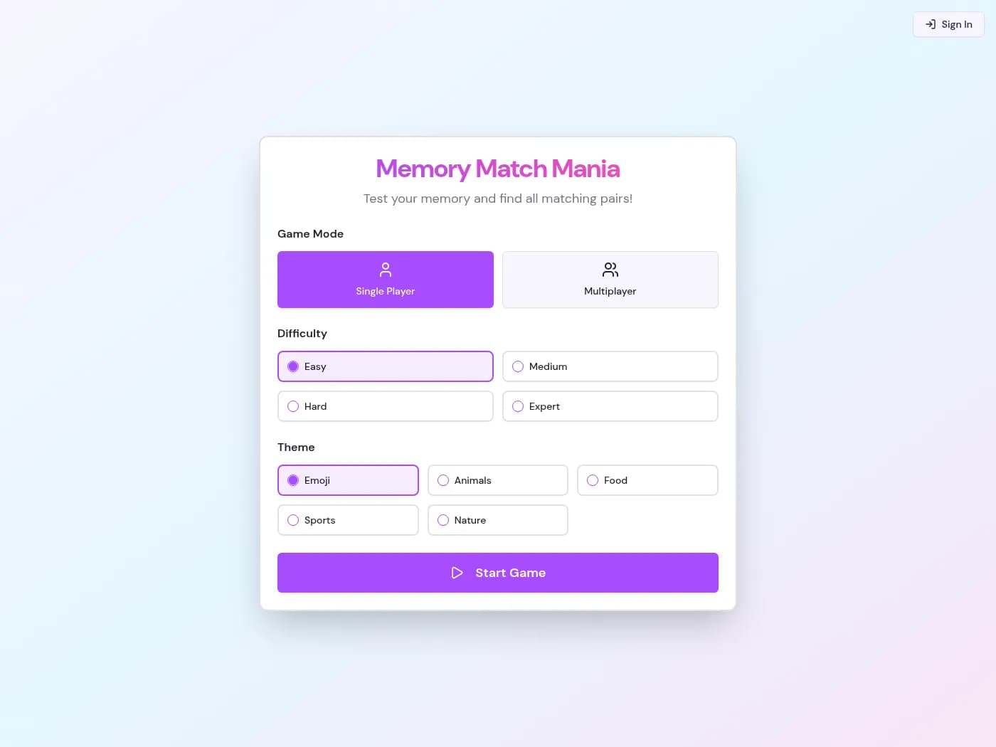 Memory Match Mania: The Ultimate Card Matching Game