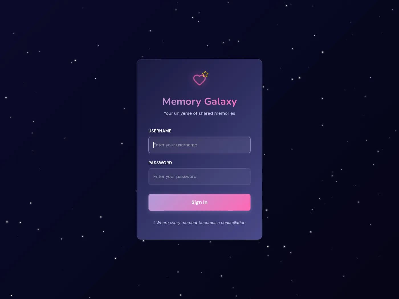 Memory Galaxy - Private Romantic Memories Platform
