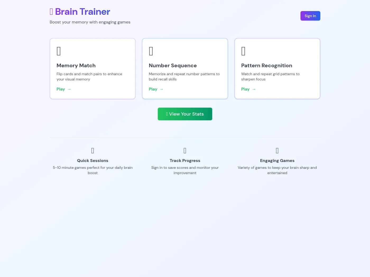 Memory Improvement Game App